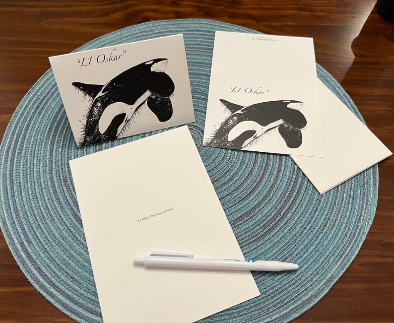 Orca Killer Whale Blank 3.5" X 5" Notecard Gift Thank You Happy ...
