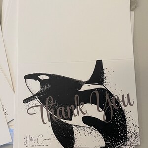 Orca Killer Whale Thank You or Blank Note Card J27 Blackberry, 3.5" X 5 ...
