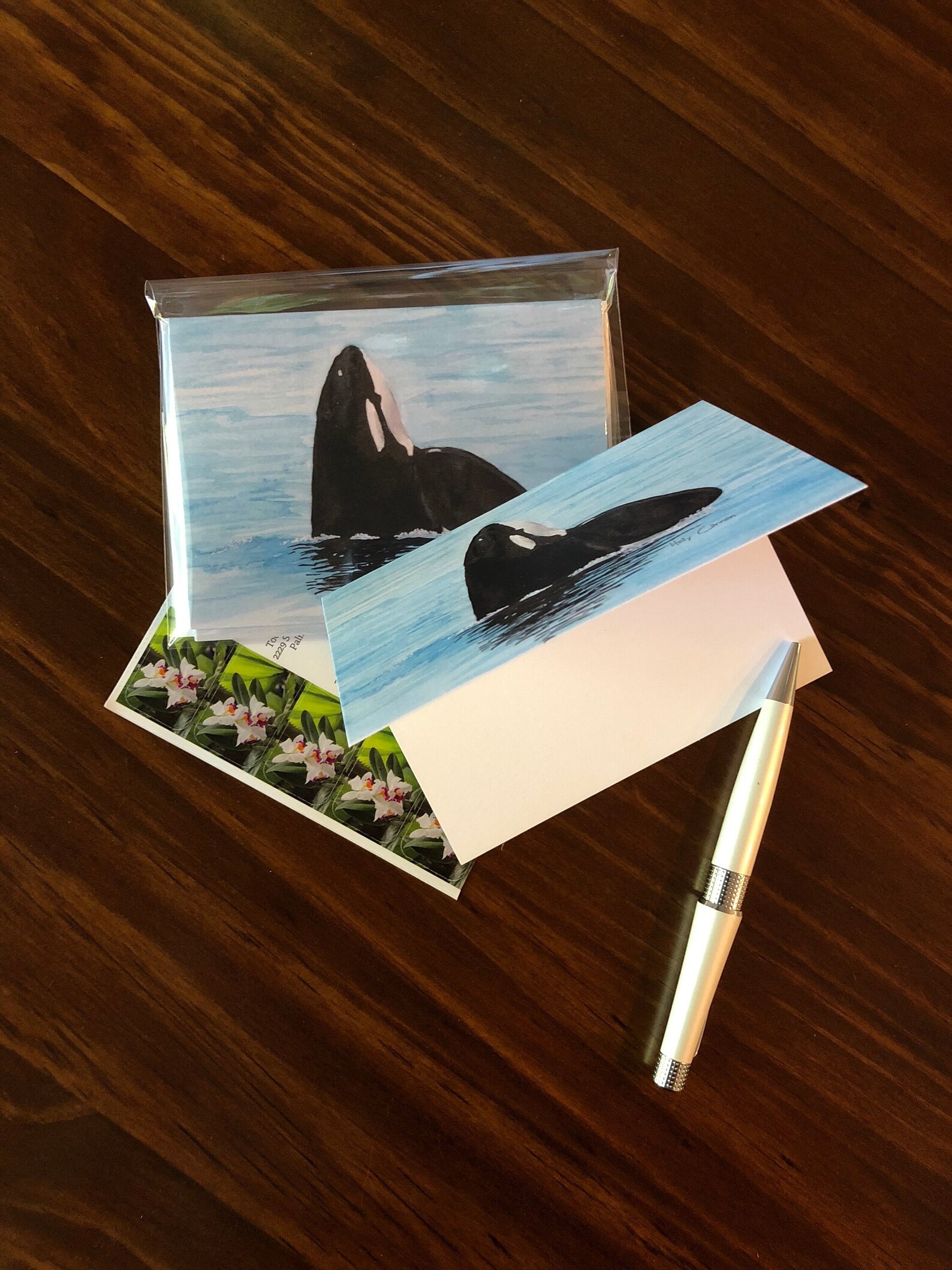 Hand-painted Watercolor Orca Original Note Card, Wall Art, Wildlife Art ...