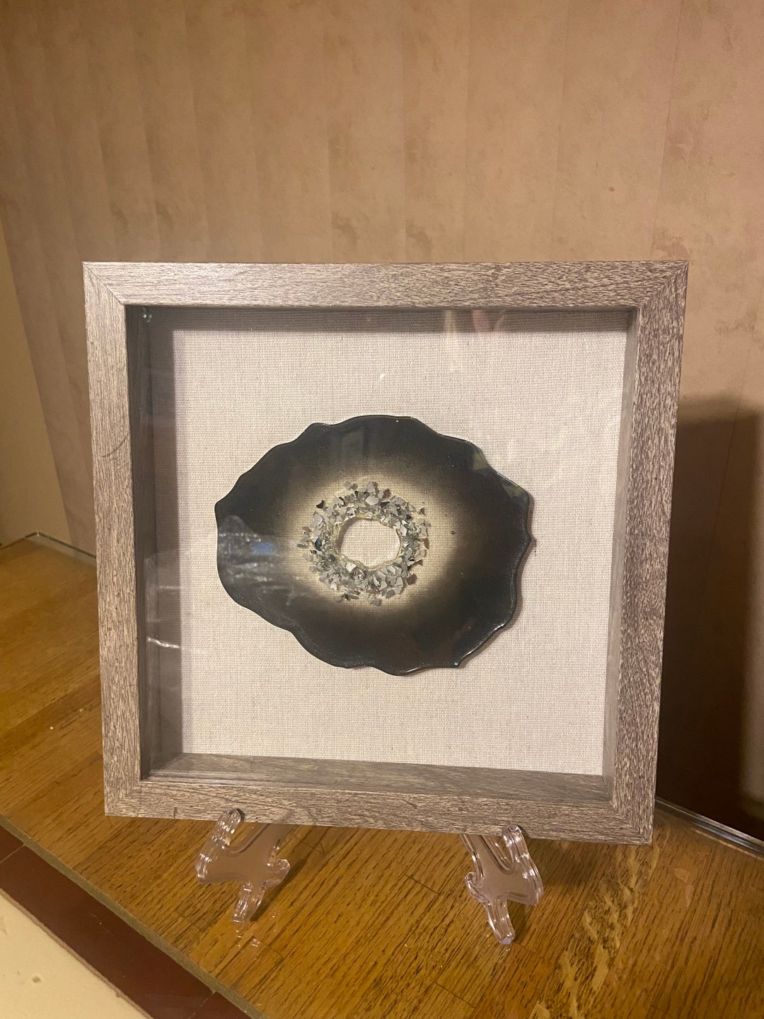 Resin Geode Art Black in Gray Frame - Etsy