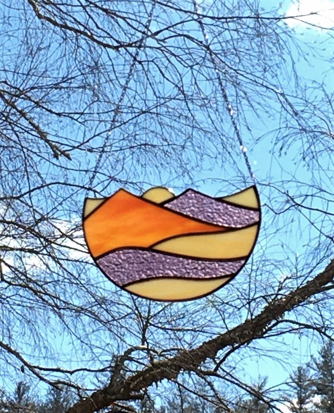 Landscape Round Glass Art Hanging Etsy