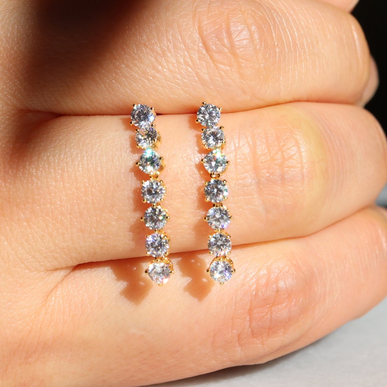 Cubic Zirconia Drop Earrings: Sterling Silver 925, 18K Gold Plated - Etsy