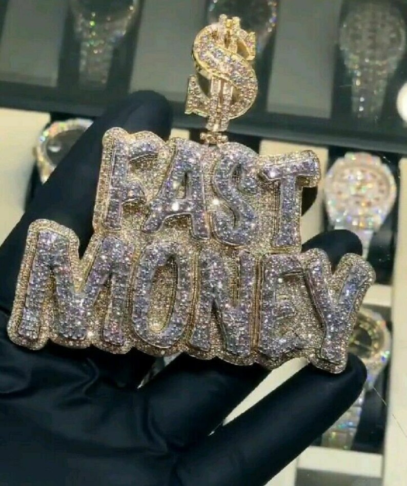 Customize Fully Iced Out Unique FAST MONEY Diamond Charm - Etsy