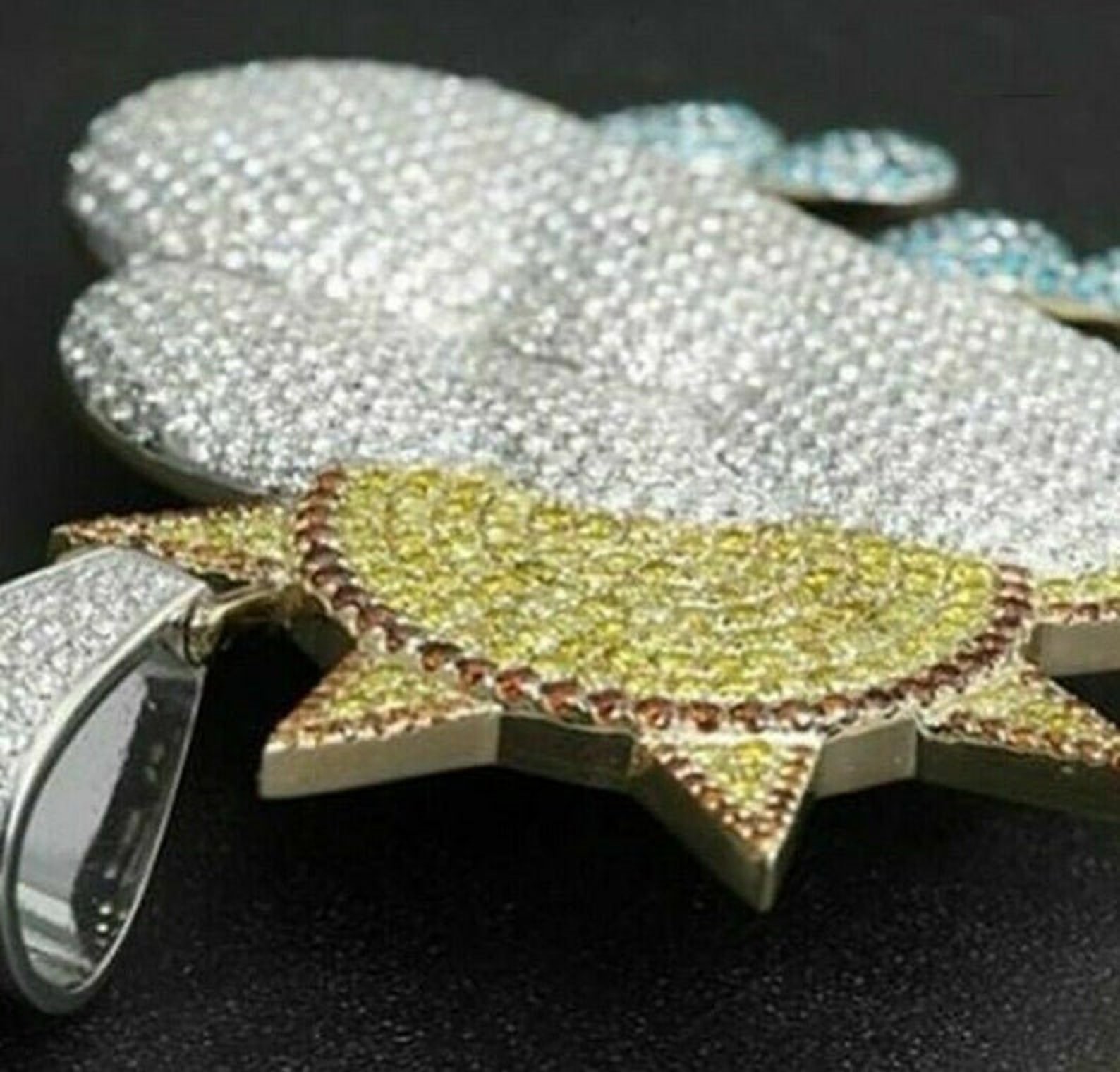 Fully Iced Out Charm Pendant Mens Diamond Pendant Cloud - Etsy