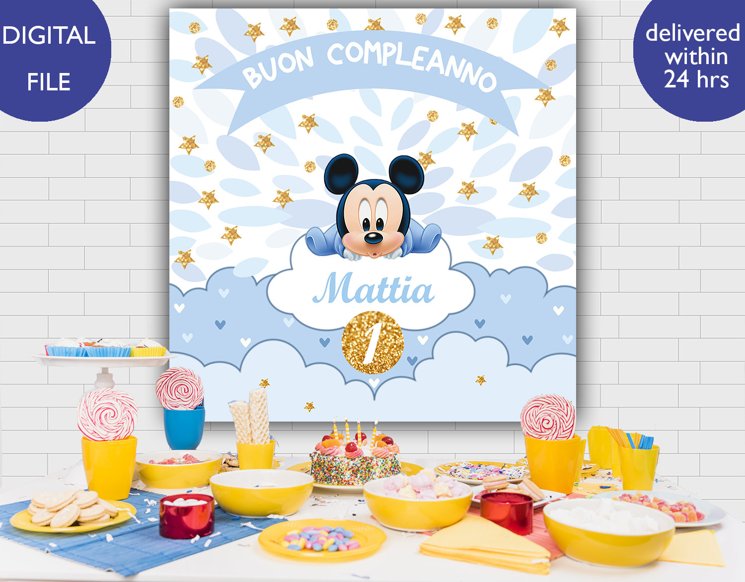 Digital BABY MICKEY MOUSE Backdrop Printable Birthday Party | Etsy