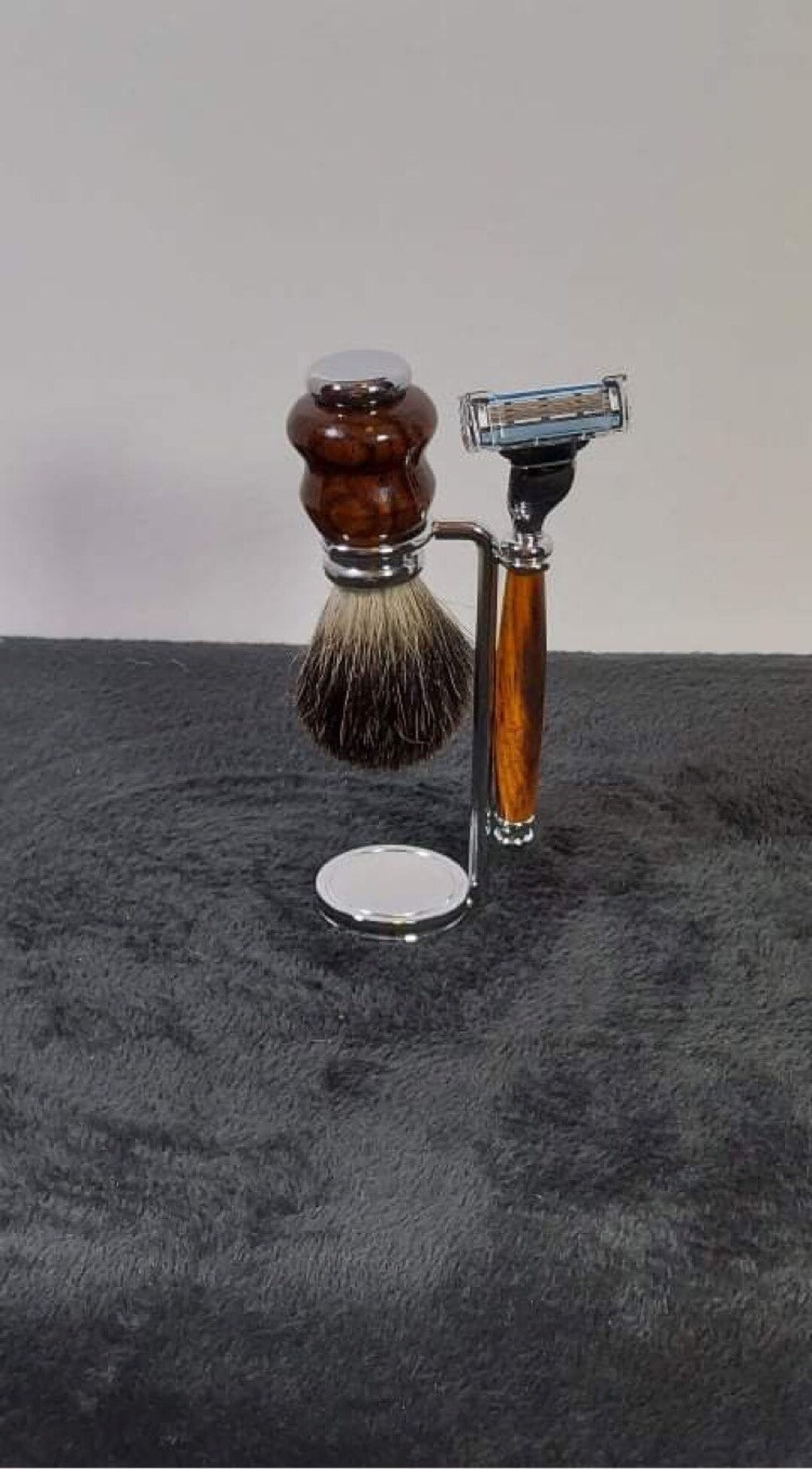 Men’s Wood Shaving Set Gift Box Badger Shaving Brush Stand Cartridge ...