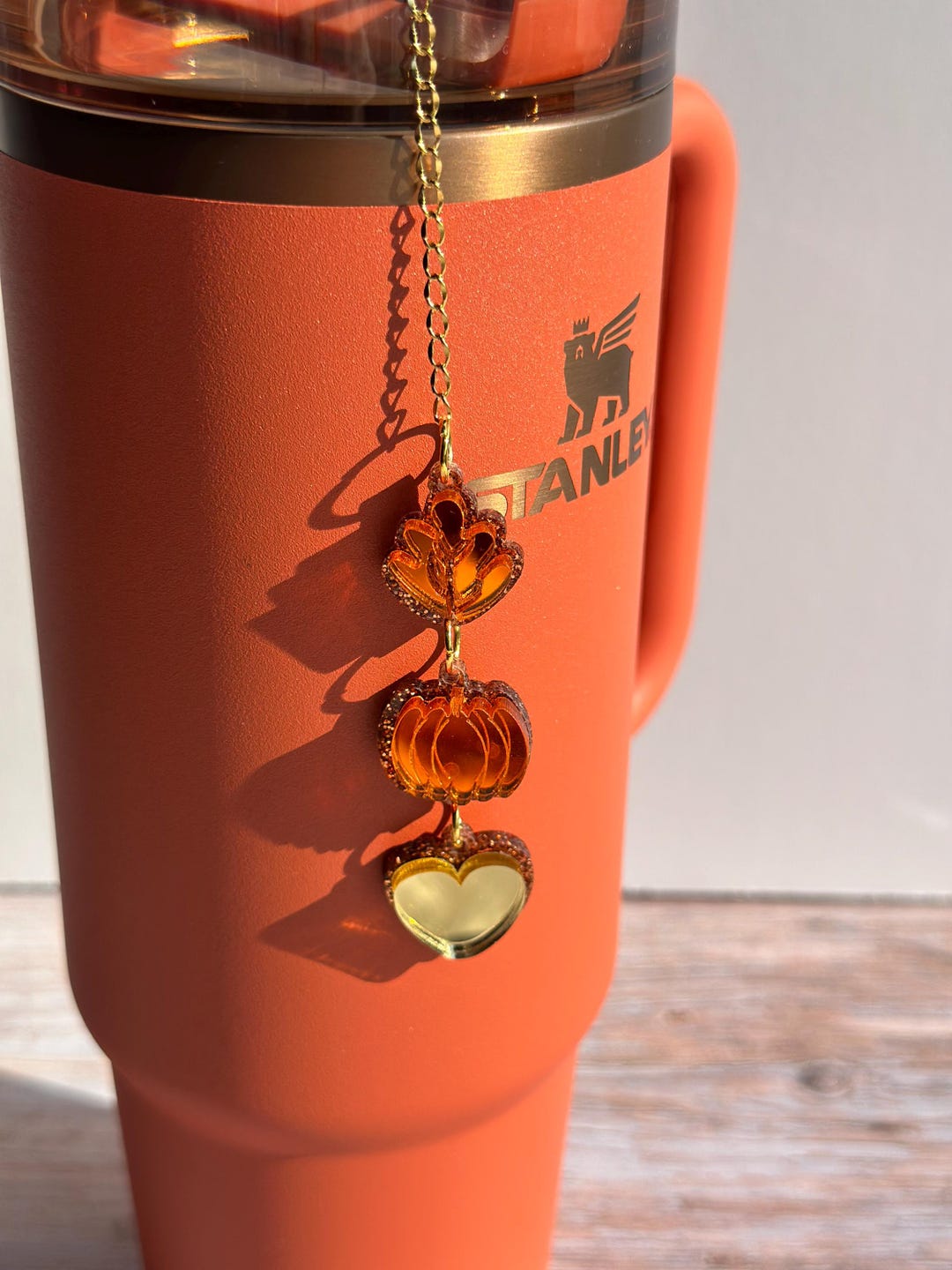 Fall Stanley Tumbler Charm Fall Leaf Pumpkin and Heart Charms Pumpkin ...