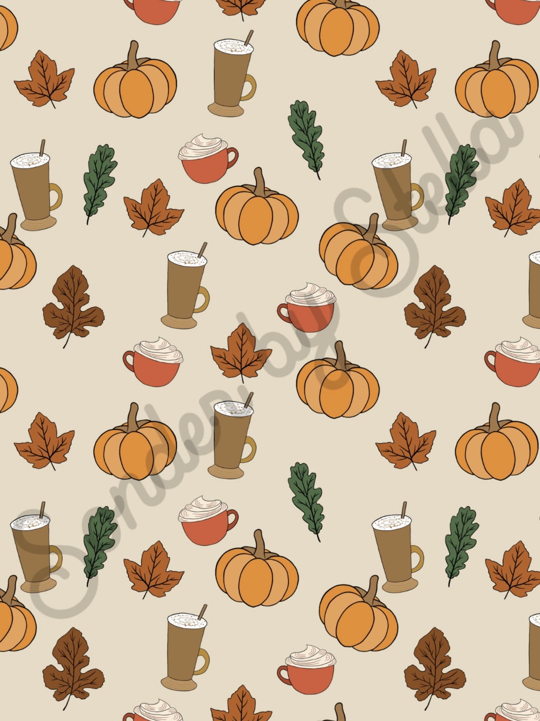 Fall Pumpkin Spice Seamless Pattern - Etsy