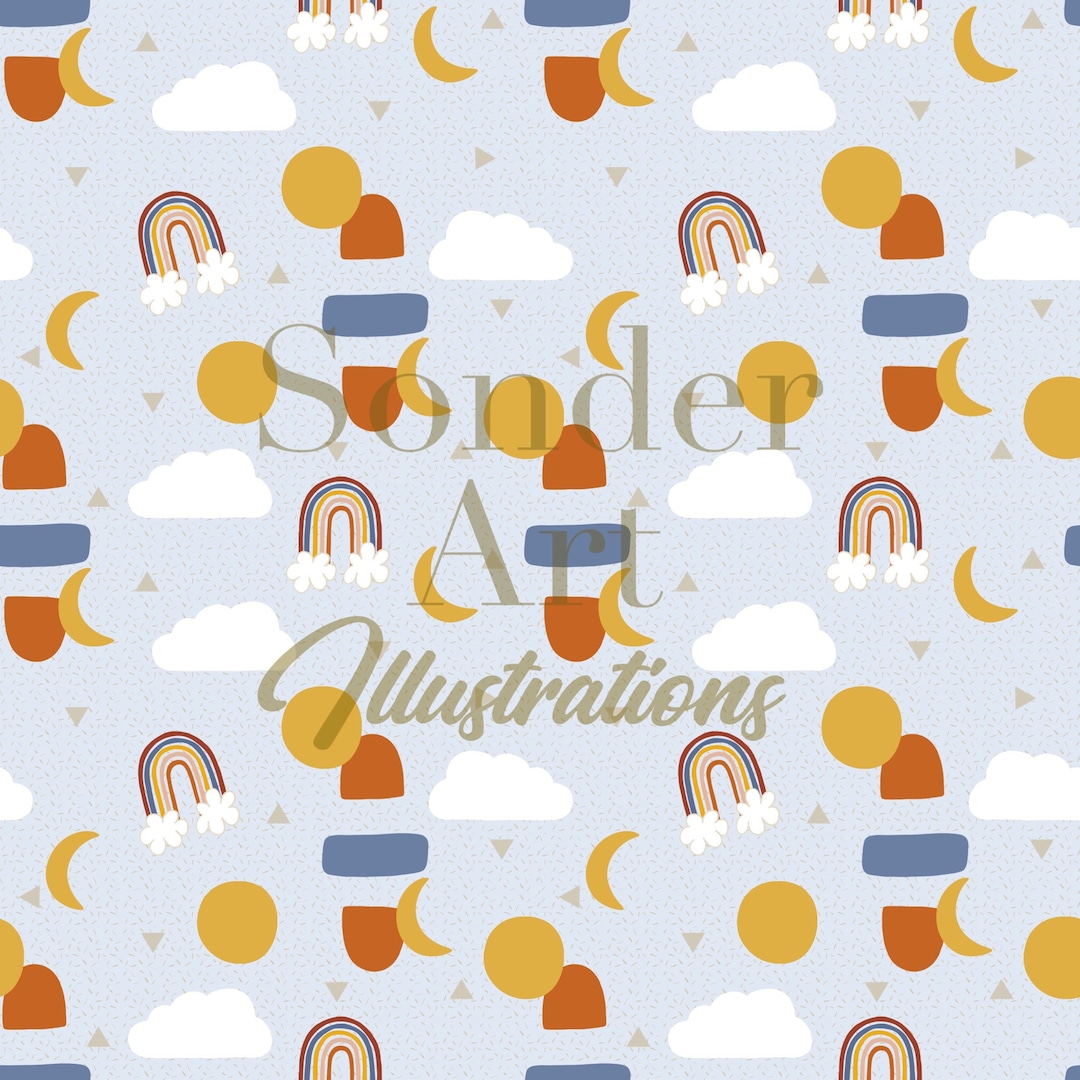 Rainbow Cloud Seamless Digital Pattern Print - Etsy