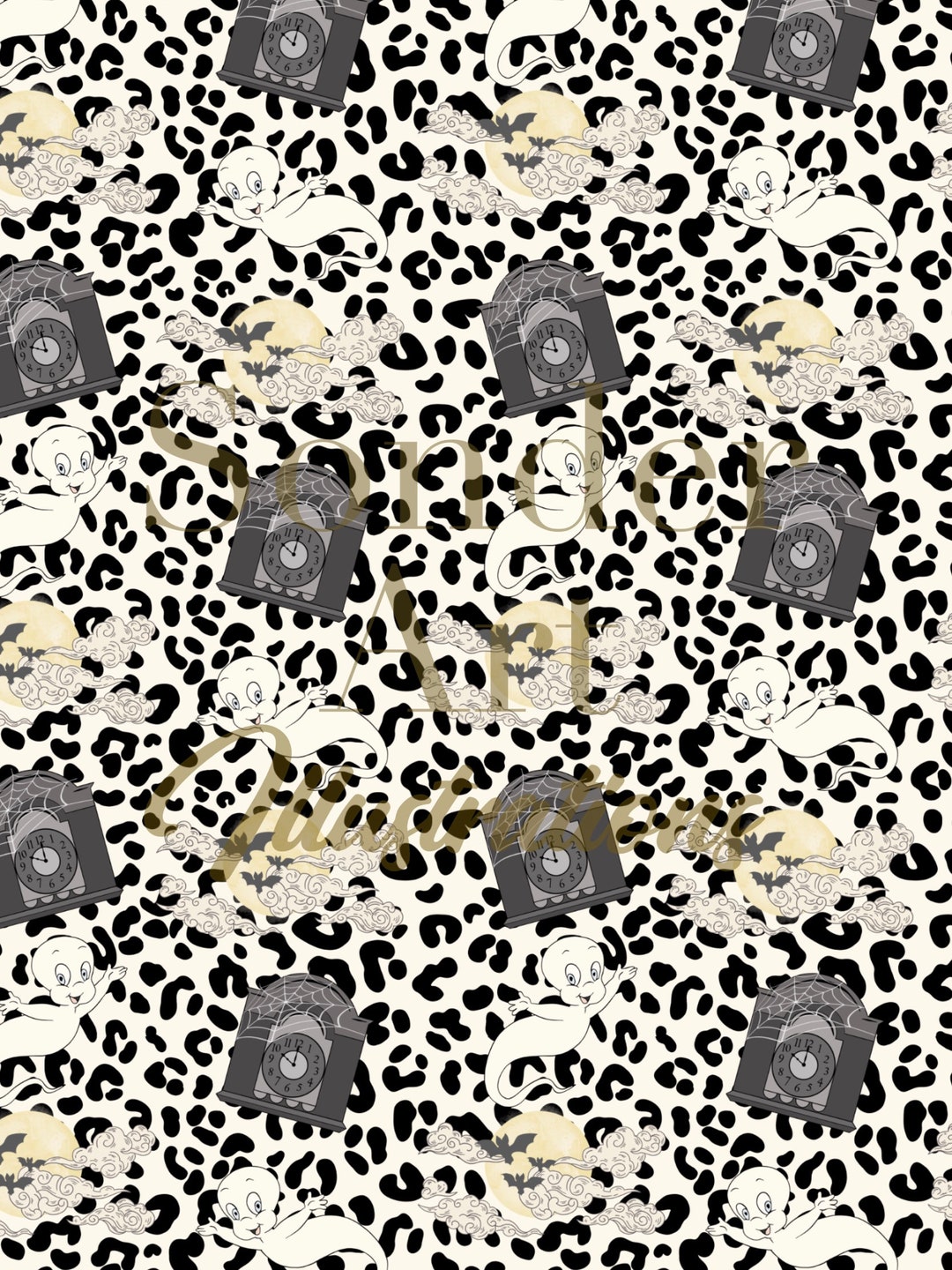 Casper the Friendly Ghost Inspired Halloween Seamless Pattern Print - Etsy