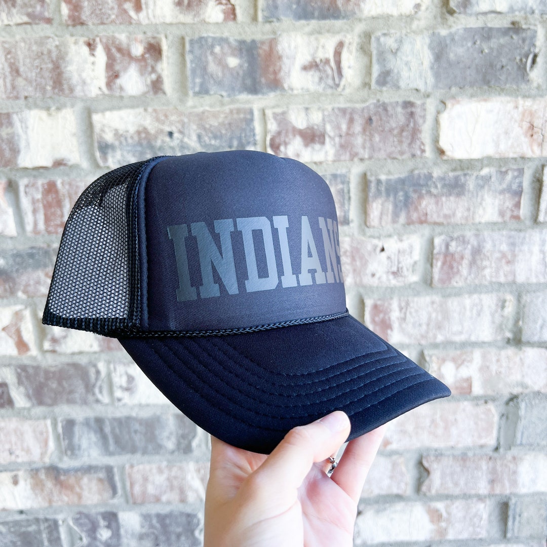 Team Mascot Indians Black Trucker Hat Adult Foam Adjustable Trucker Hat ...