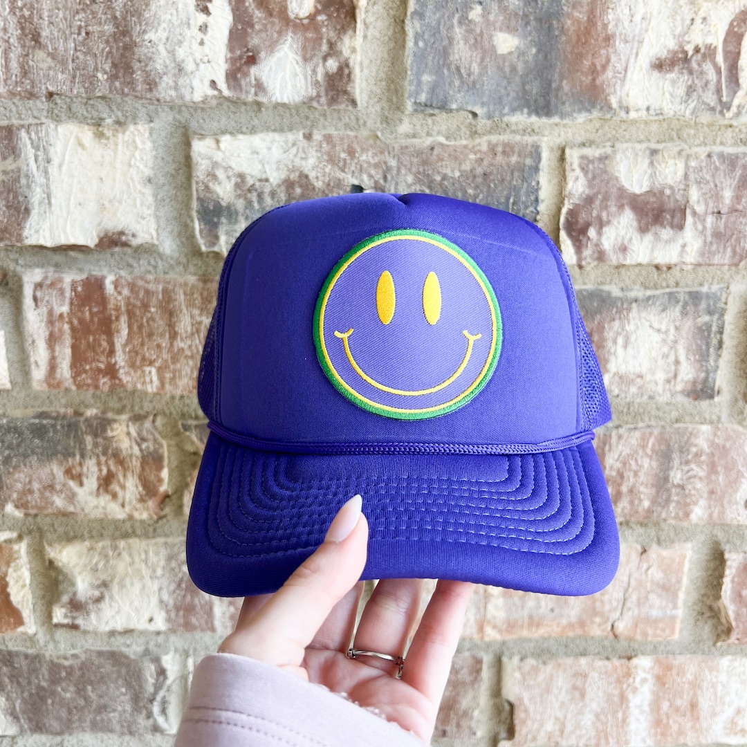 Happy Face Trucker Hat | Mardi Gras Parade Patch Hat | Adult Hat | Foam ...
