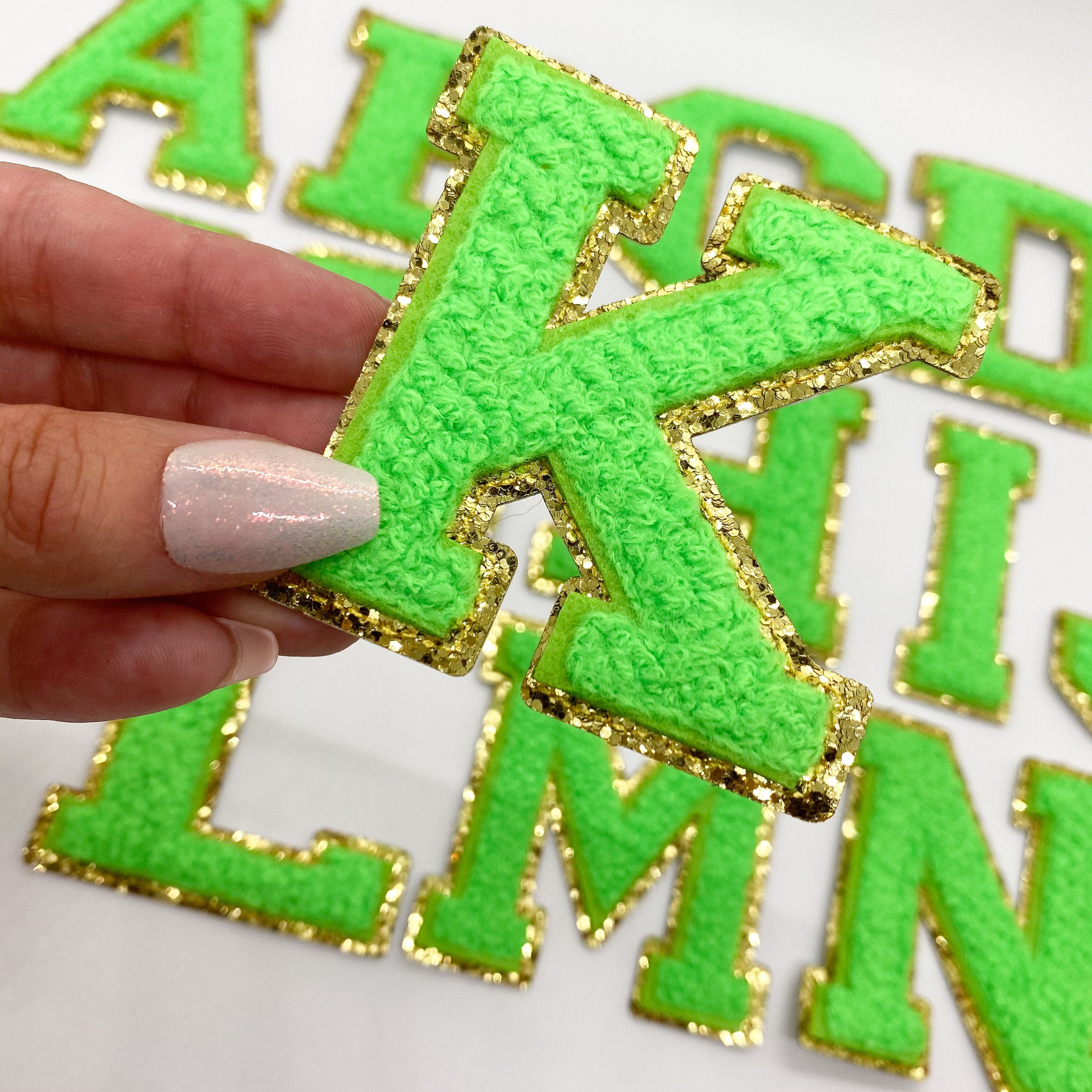 ADHESIVE 2.5 Neon Green Varsity Glitter Letter - Etsy