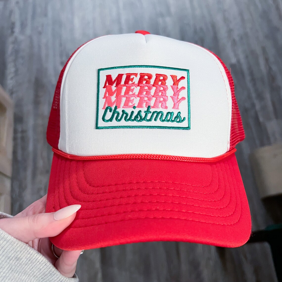 Merry Christmas Trucker Hat | Santa Patch Hat | Christmas Santa Hat ...