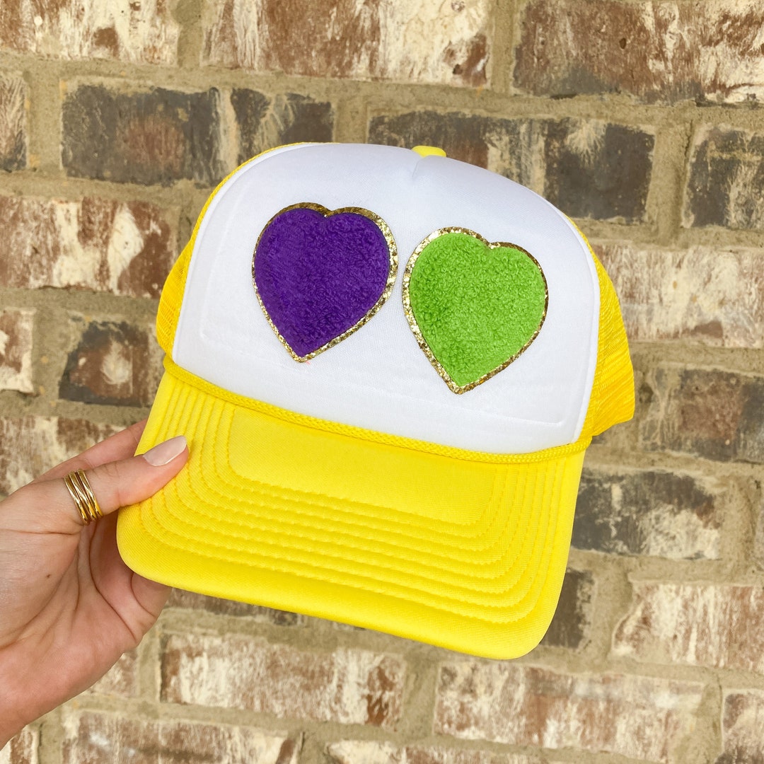 Mardi Gras Trucker Hat NOLA Parade Patch Hat Chenille Glitter Patches ...