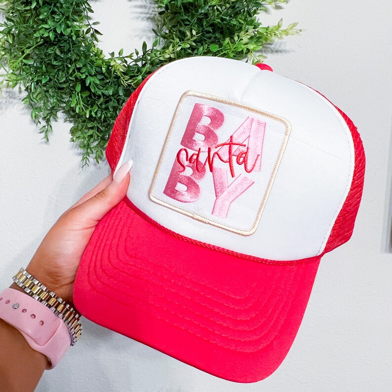 Santa Baby Patch Trucker Hat | Custom Patch Hat | Christmas Santa Hat ...