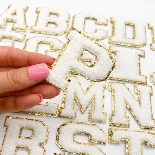 Varsity Glitter Letter Chenille Initial Patch Adhesive Sticker - Etsy
