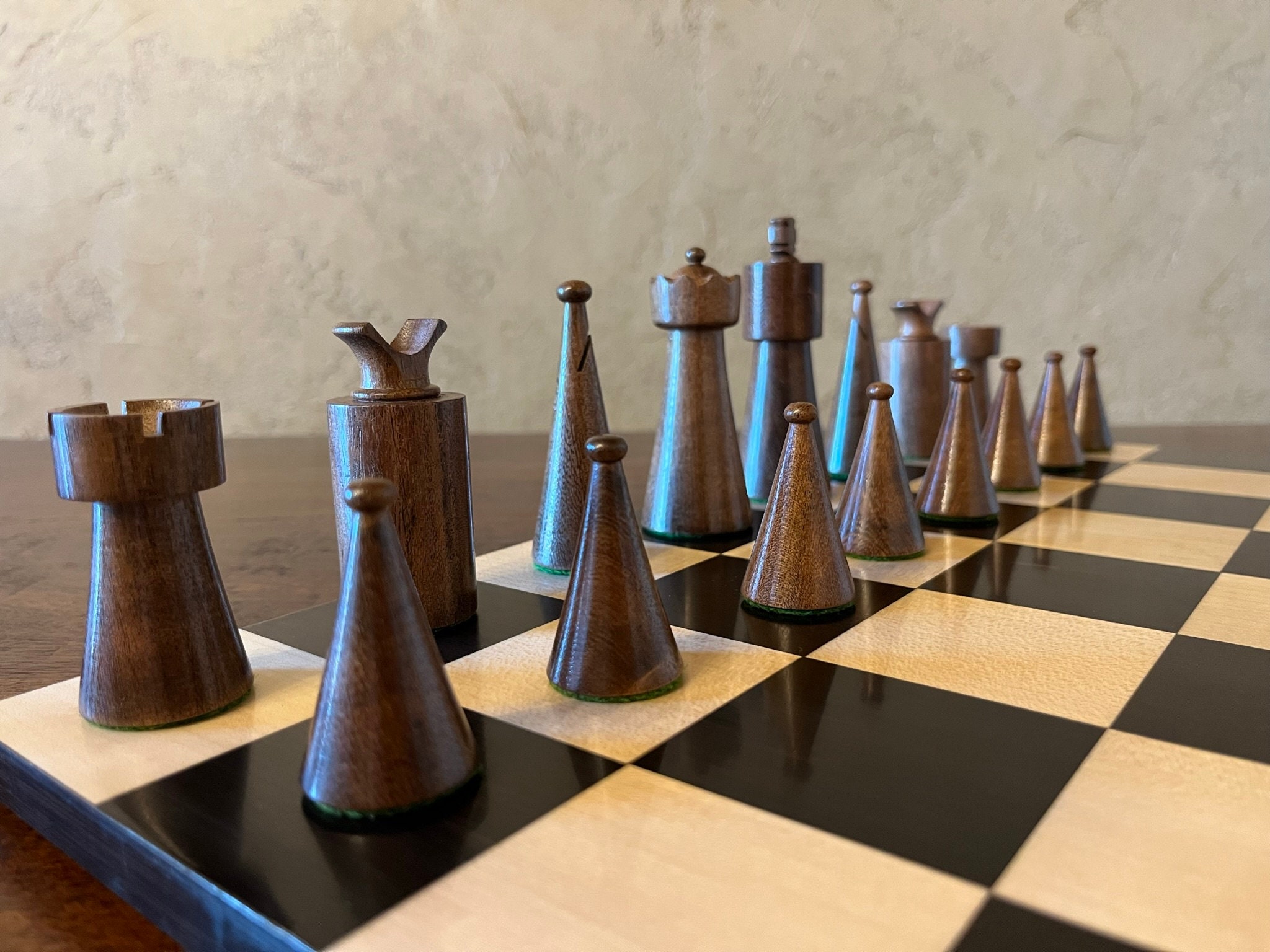 1940's Inspired Art Deco Weighted Chess Pieces Handmade From Wood - Etsy