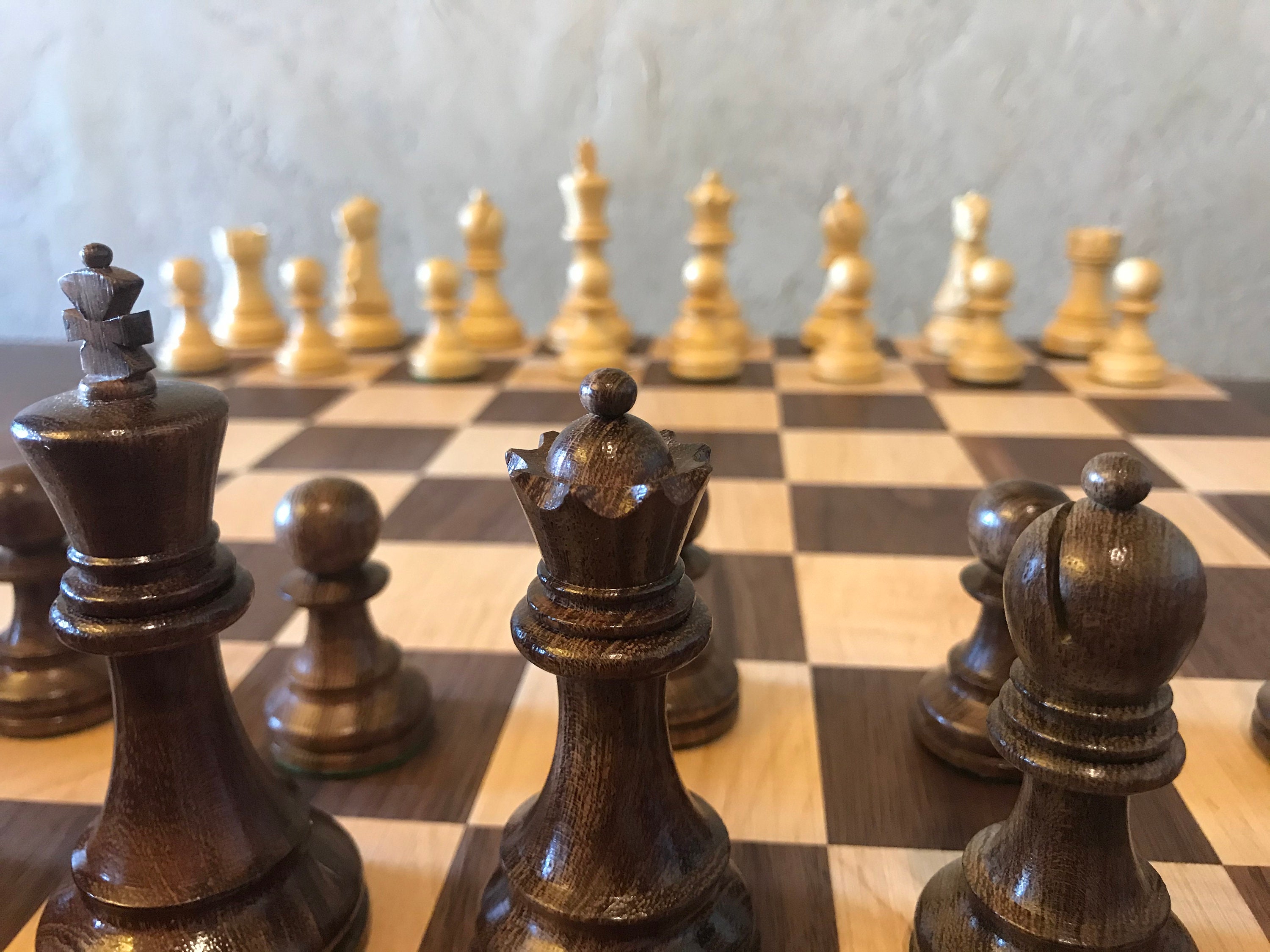 Fischer Spassky wooden chess pieces by Black Forest Studio | Etsy