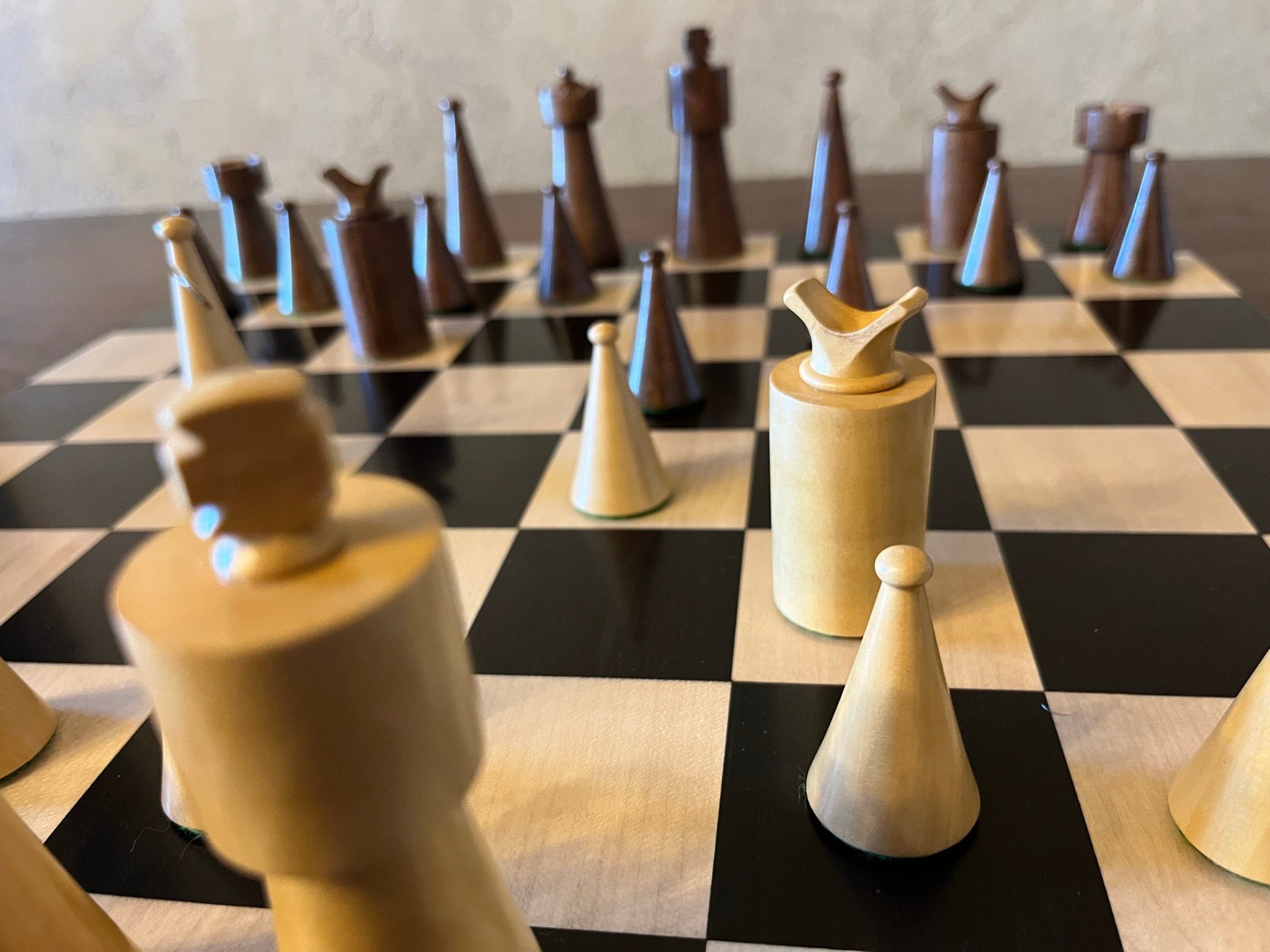 1940's Inspired Art Deco Weighted Chess Pieces Handmade From Wood - Etsy