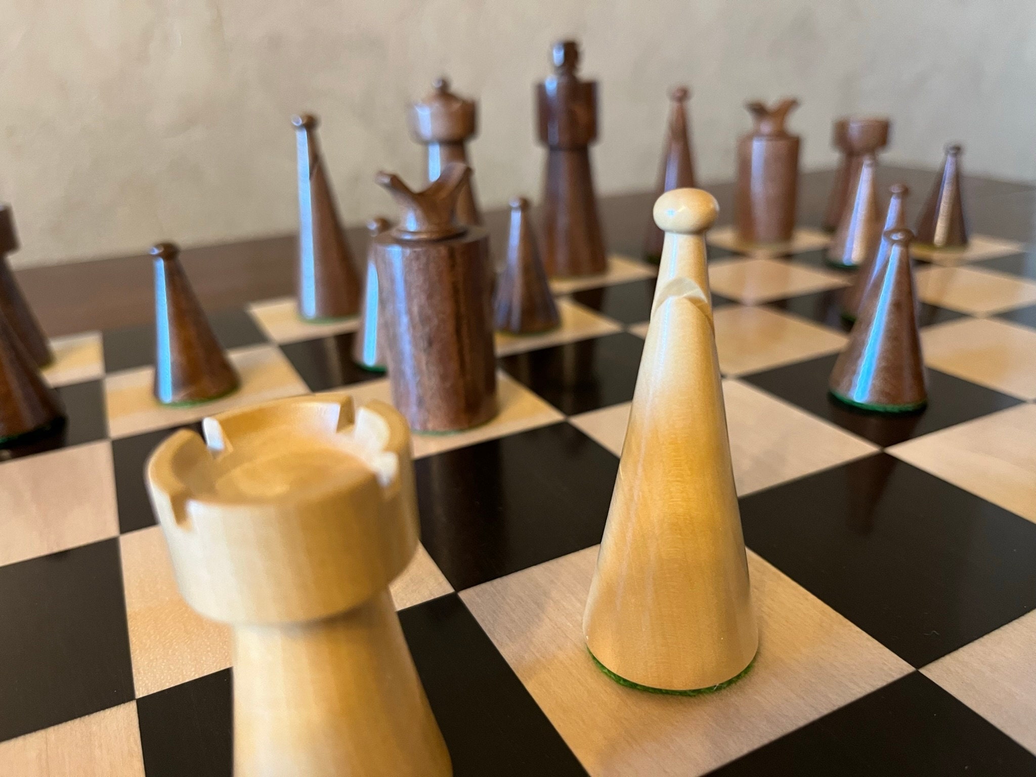 1940's Inspired Art Deco Weighted Chess Pieces Handmade From Wood - Etsy