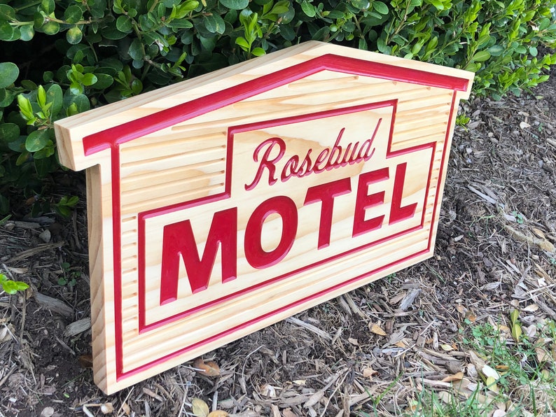 Rosebud Motel Wooden Sign Moira Johnny Alexis and David - Etsy
