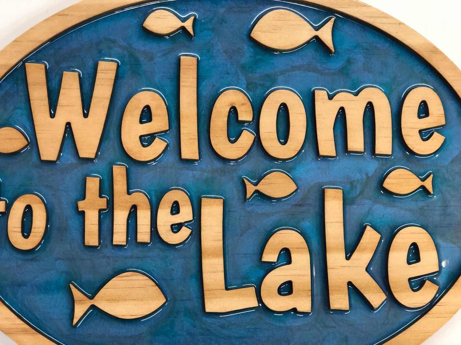 Welcome to the Lake Wood Sign Epoxy Resin Inlay Gift Personalized ...