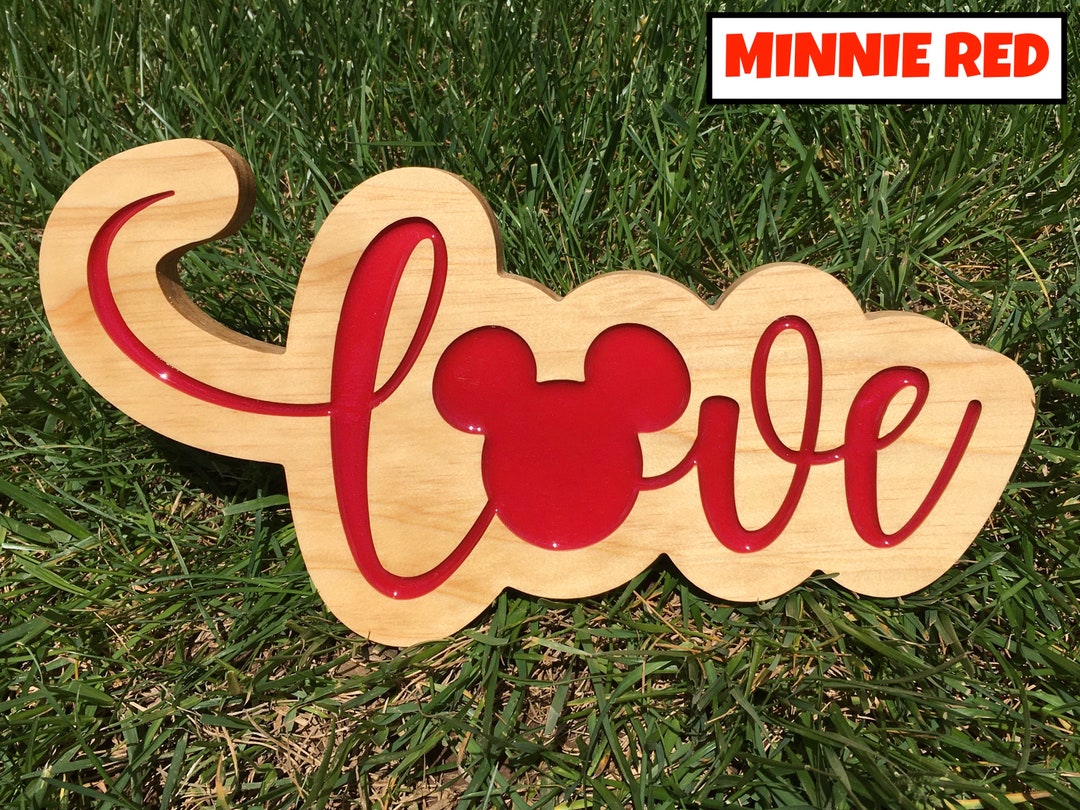 Mouse Ears LOVE Sign Carved Wooden Epoxy Sign Home Decor Red - Etsy