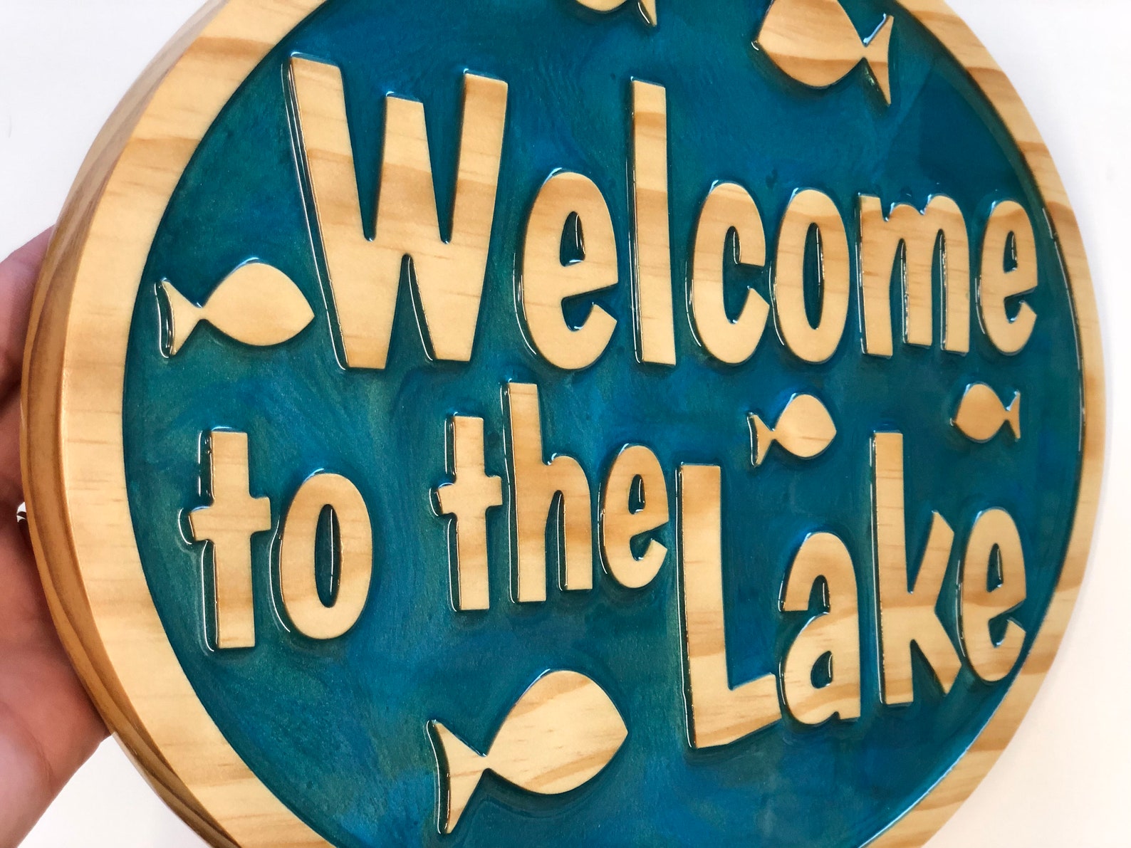 Welcome To The Lake Wood Sign Epoxy Resin Inlay Gift | Etsy