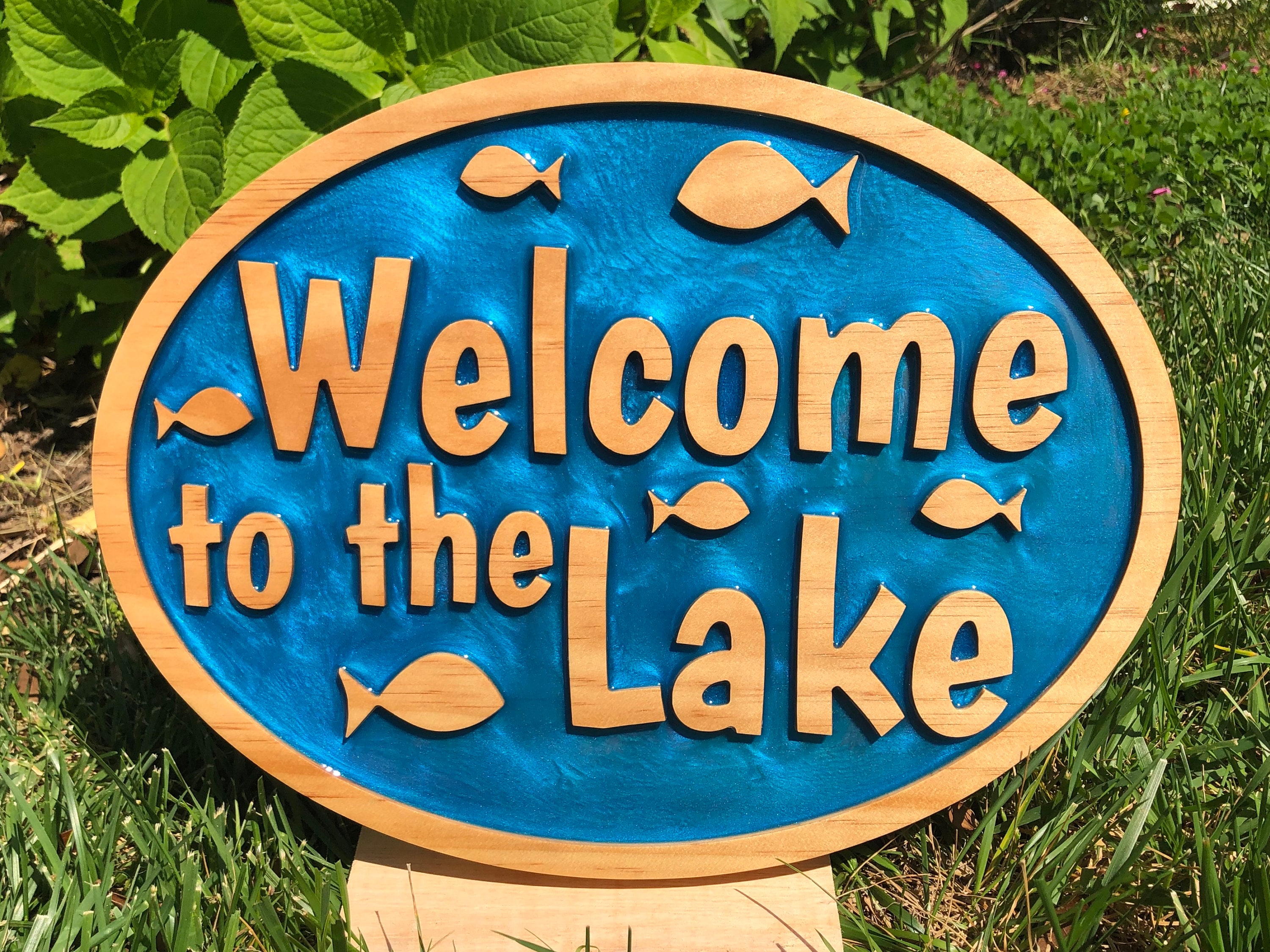 Welcome To The Lake Wood Sign Epoxy Resin Inlay Gift | Etsy