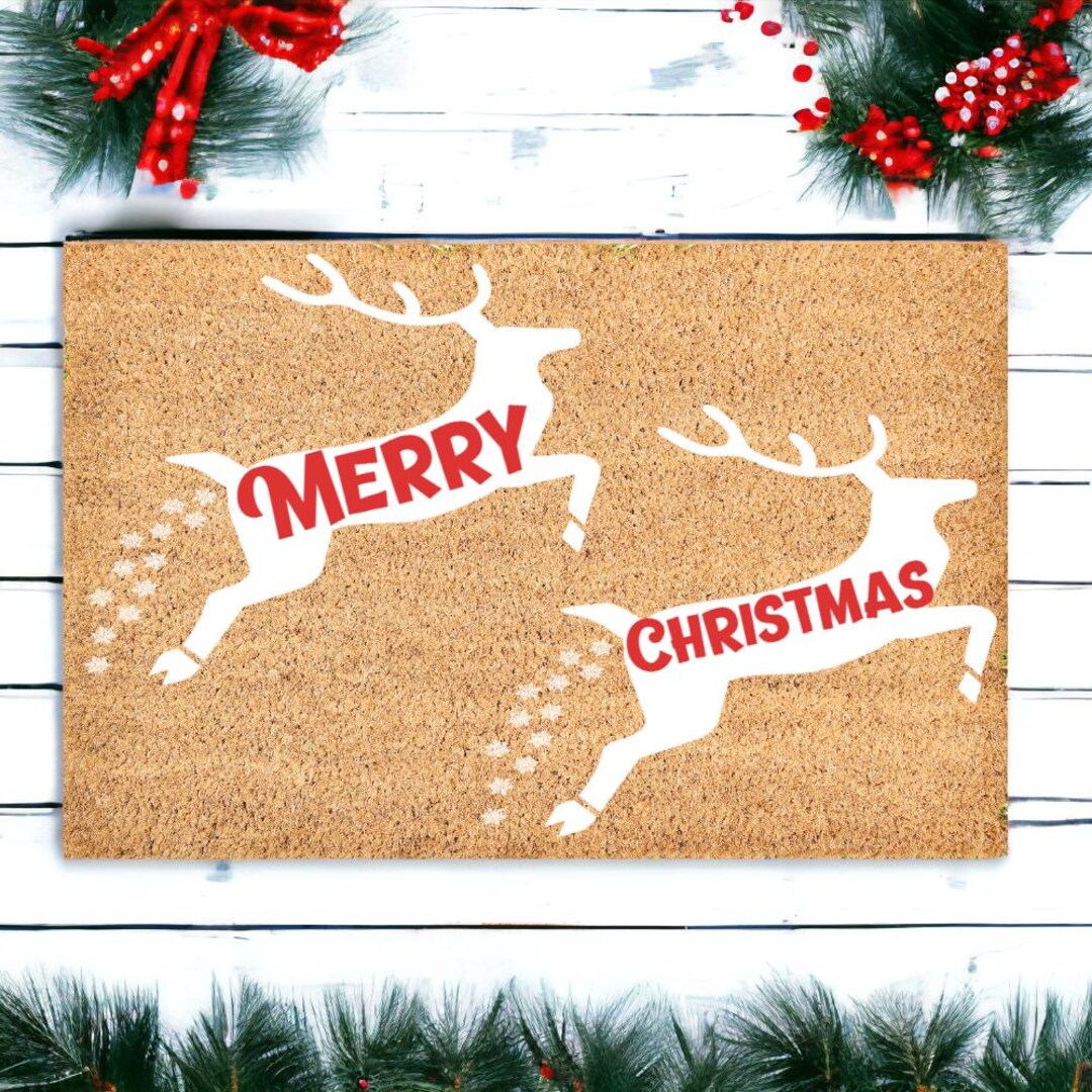 Pooping Reindeer Funny Christmas Mat Reindeer Poop Merry Christmas ...