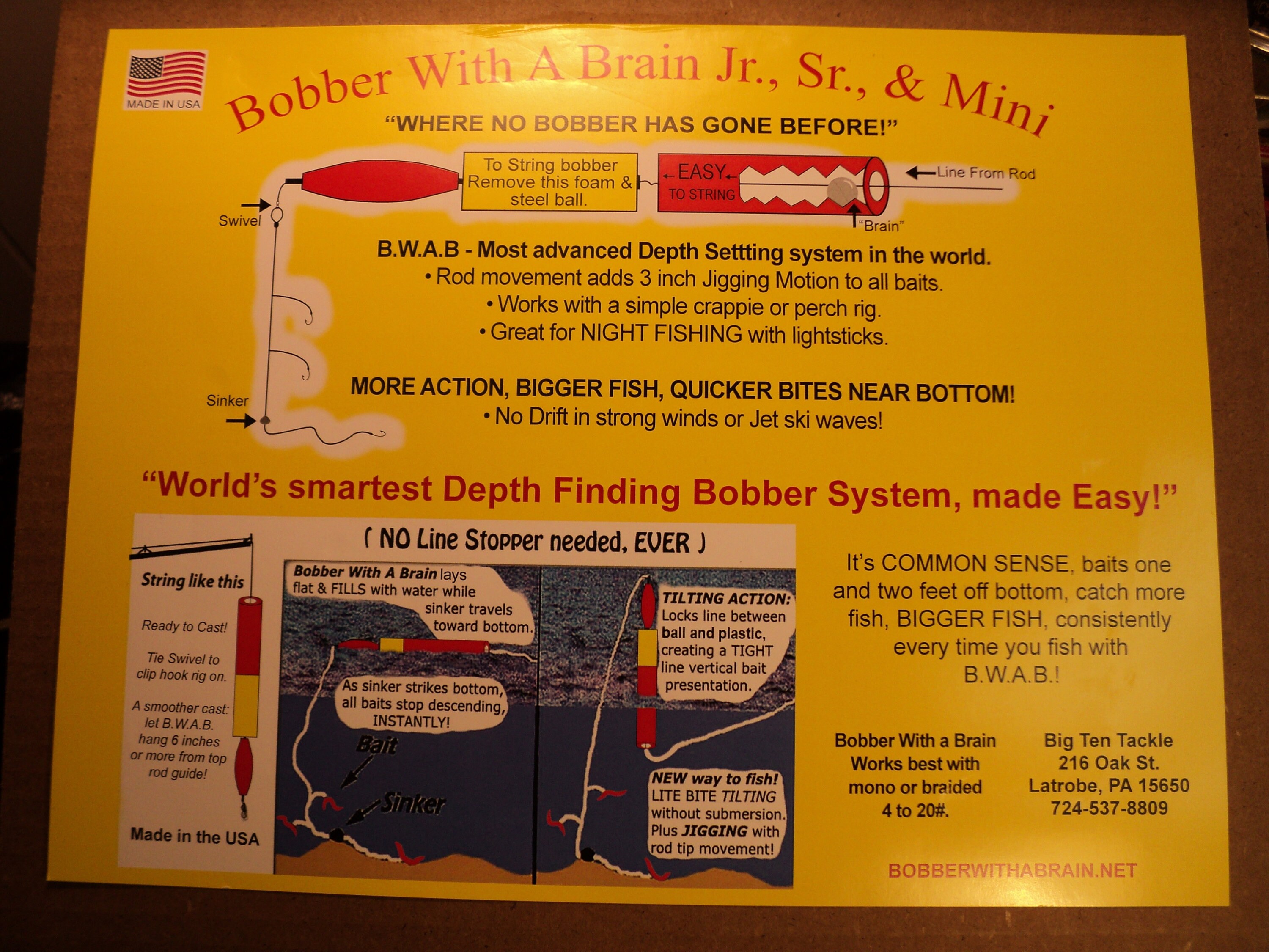 Bobber With A Brain Sr 3 Pack Slip Float W/ 1 Rig Trout Bass Crappie ...