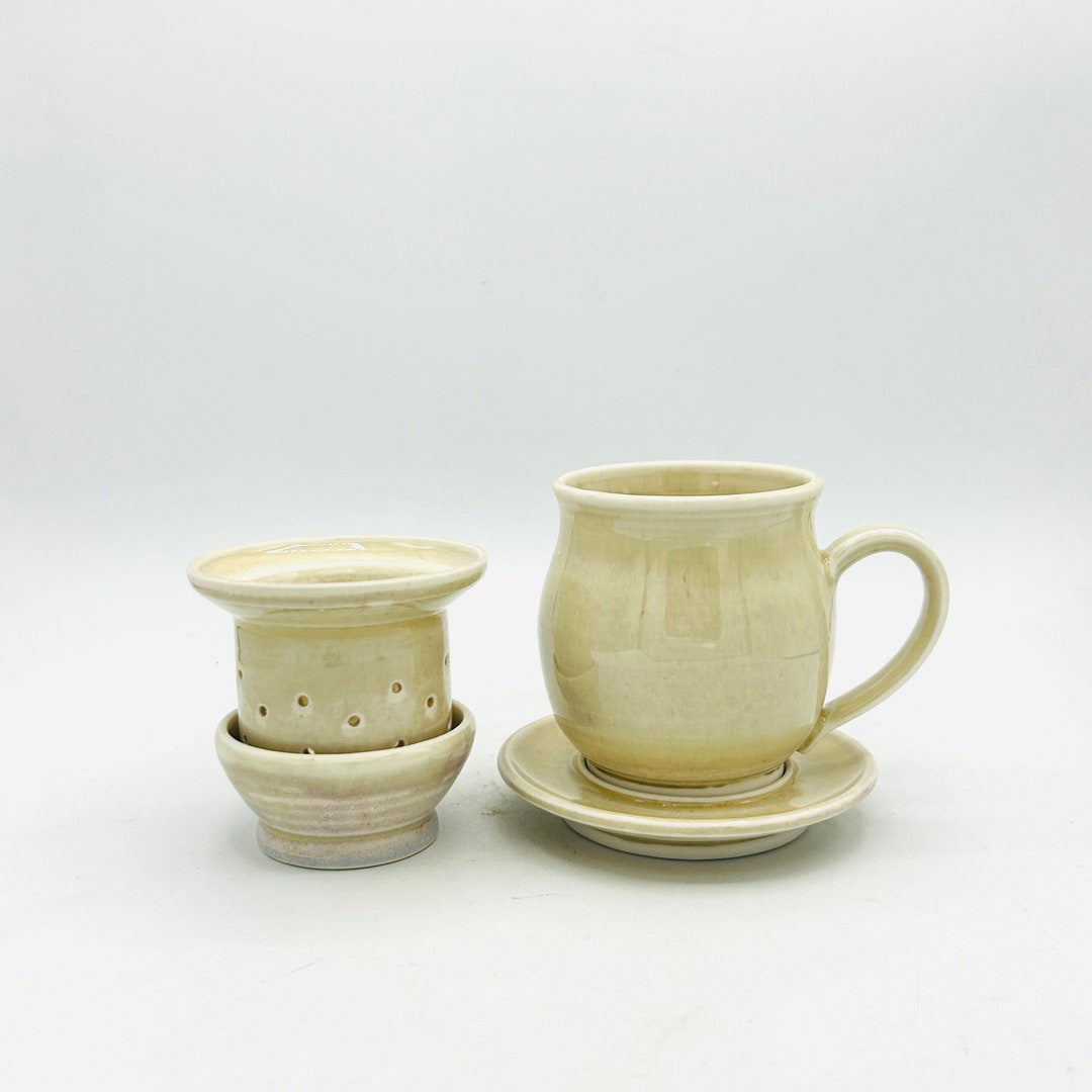 NEW Golden Honey Tea-for-one 4-piece Porcelain Ceramic Tea Cup Set With ...