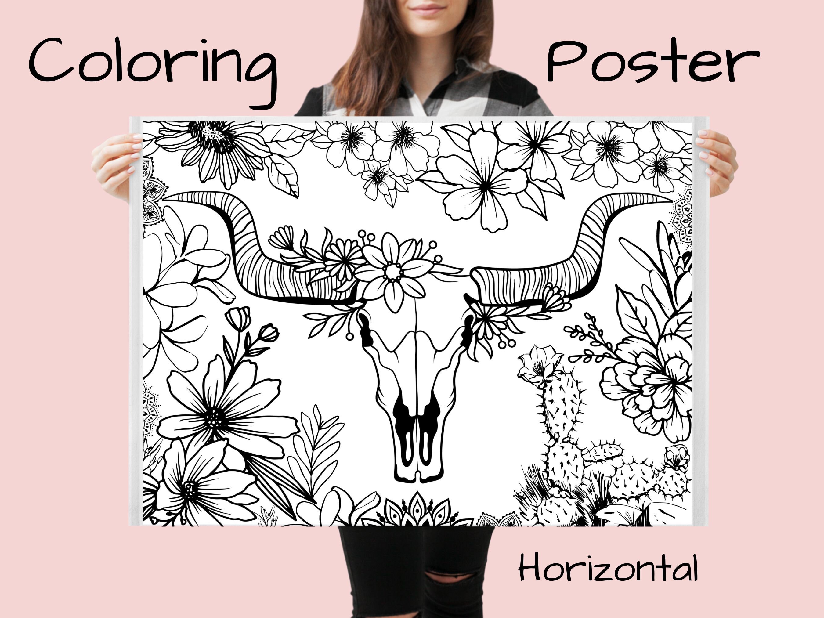 Large Wall Coloring Poster for Adults, Floral Office Room Art,retreat ...