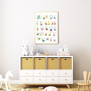 Pastel Alphabet Poster Classroom,alphabet Poster Nursery,stuffed Animal ...
