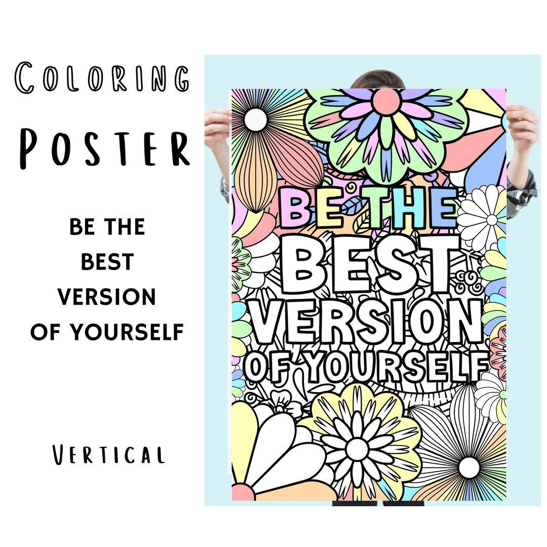 24 X 36 Inspirational Quotes Large Coloring Poster for Adult,floral ...