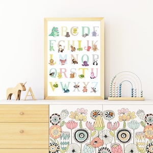Pastel Alphabet Poster Classroom,alphabet Poster Nursery,stuffed Animal ...