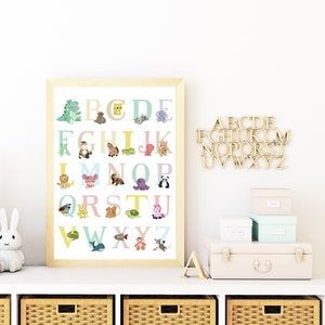 Pastel Alphabet Poster Classroom,alphabet Poster Nursery,stuffed Animal ...