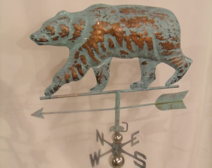 LARGE Handcrafted 3D 3-dimensional Bear Weathervane Copper Patina ...