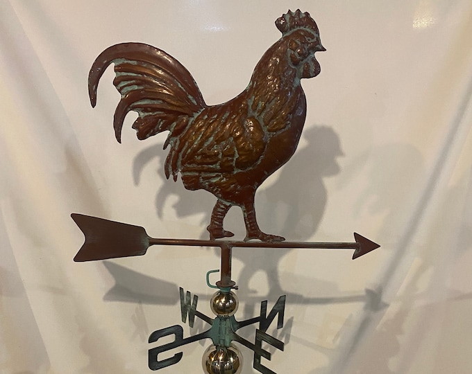 LARGE Handcrafted 3dimensional ROOSTER Weathervane Copper Patina Finish ...