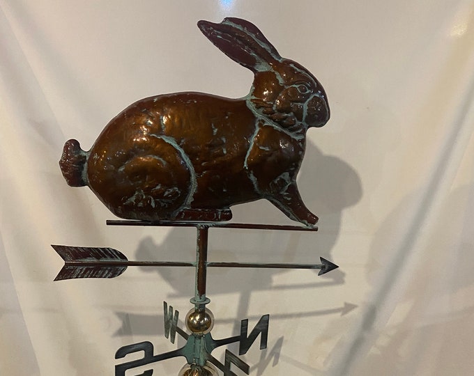 LARGE Handcrafted 3D 3-dimensional RABBIT Weathervane Copper Patina ...