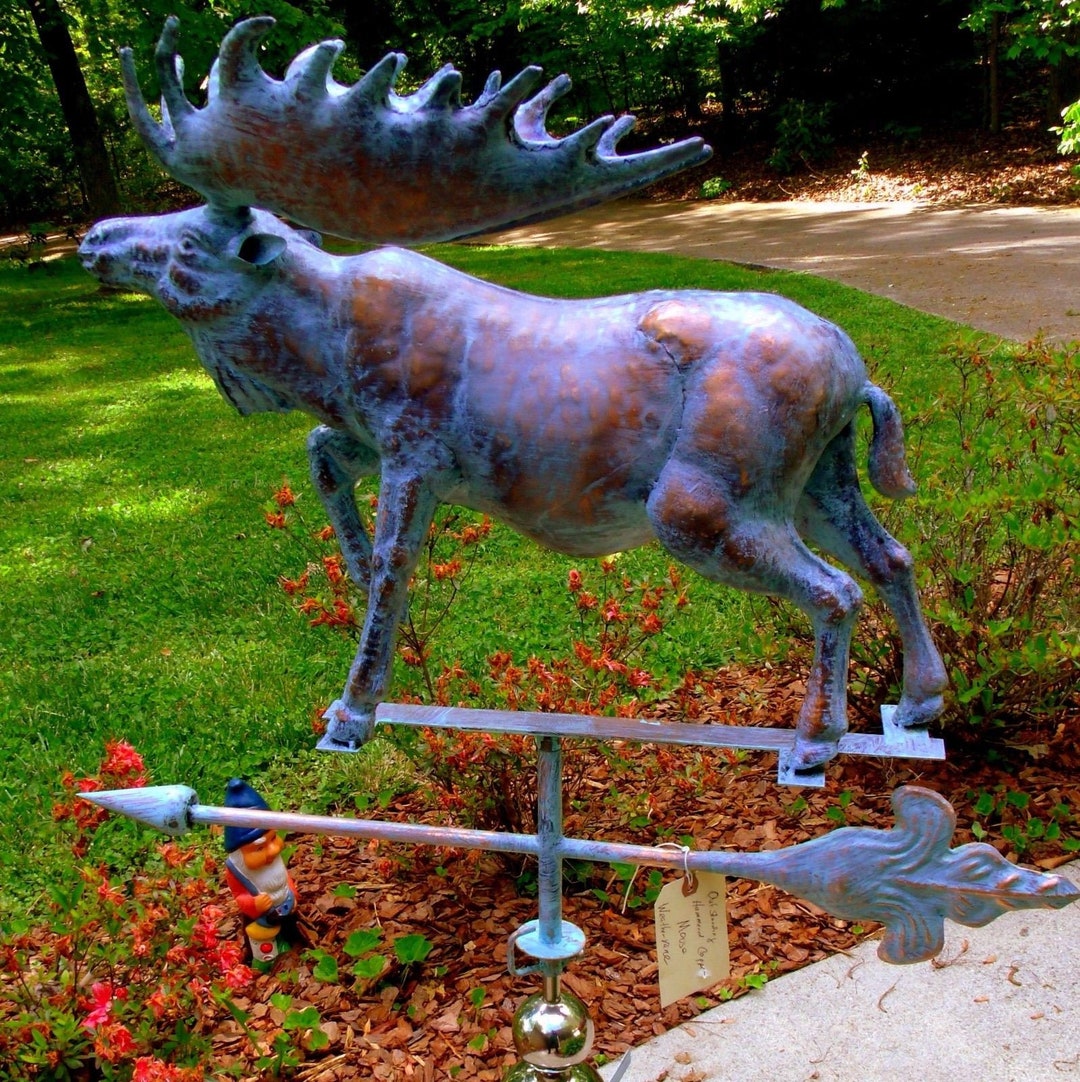X-LARGE Handcrafted 3 Dimensional MOOSE Weathervane Copper Patina ...
