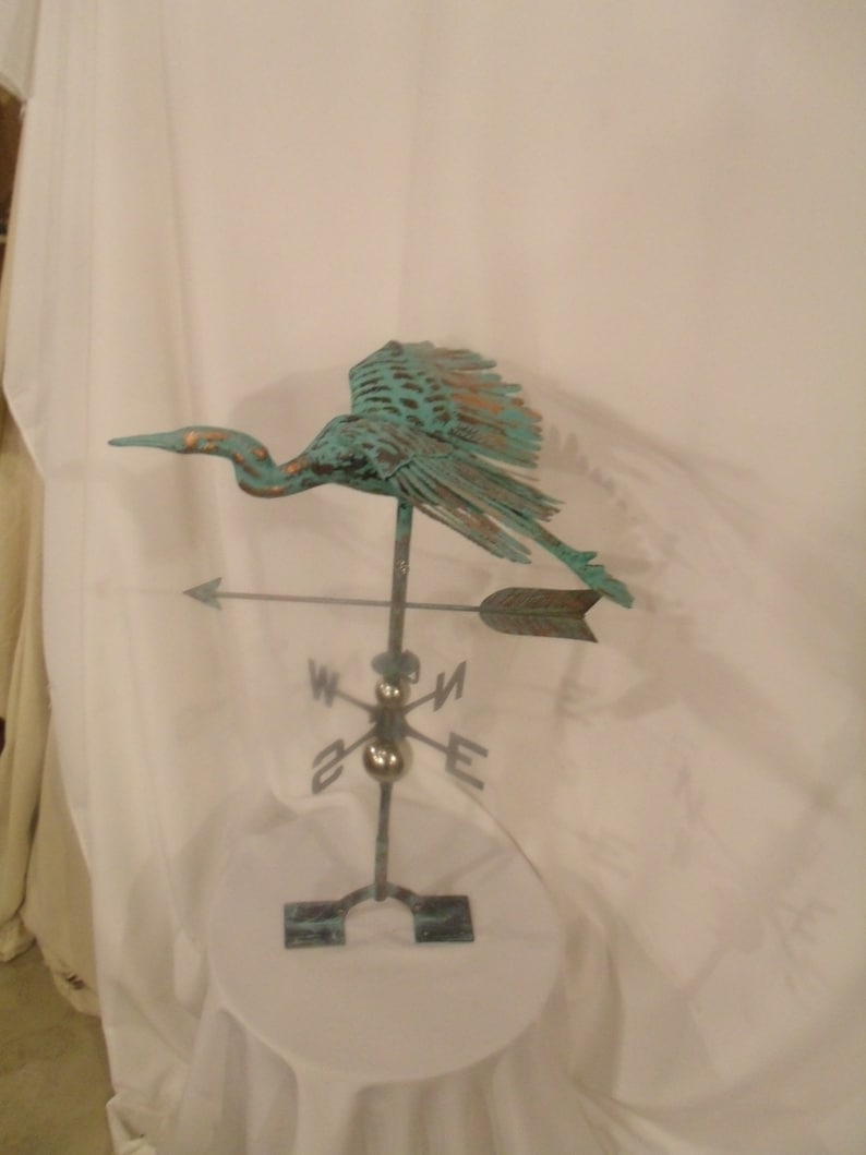 LARGE Handcrafted 3D 3-dimensional CRANE --- HERON Weathervane Copper ...