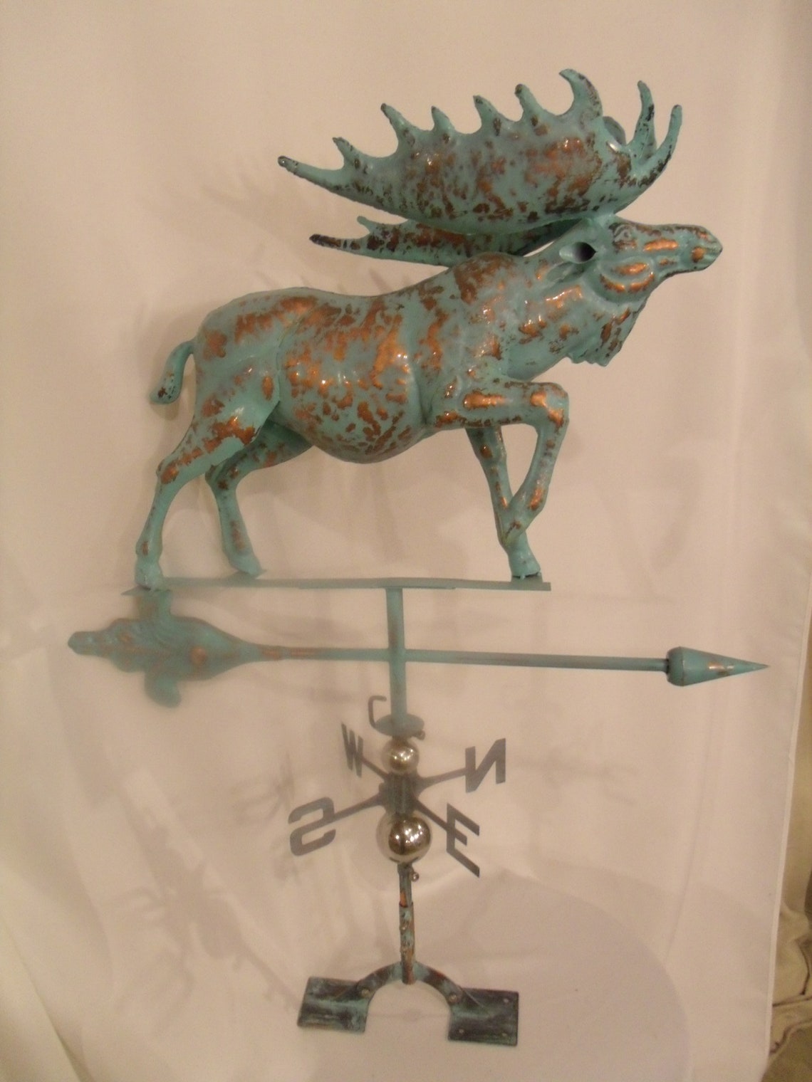 X-LARGE Handcrafted 3 Dimensional MOOSE Weathervane Copper Patina ...