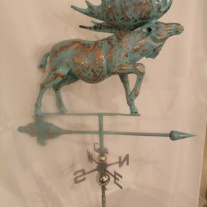X-LARGE Handcrafted 3 Dimensional MOOSE Weathervane Copper Patina ...