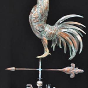 HUGE Handcrafted 3 Dimensional Crowing ROOSTER Weather Vane Copper ...