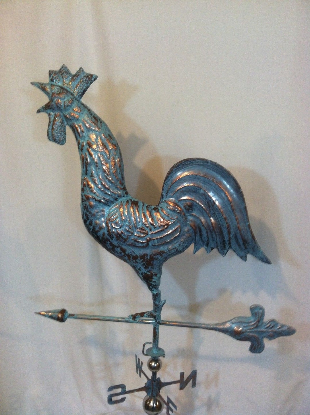 XLARGE Handcrafted 3dimensional CROWING ROOSTER Weathervane Copper ...
