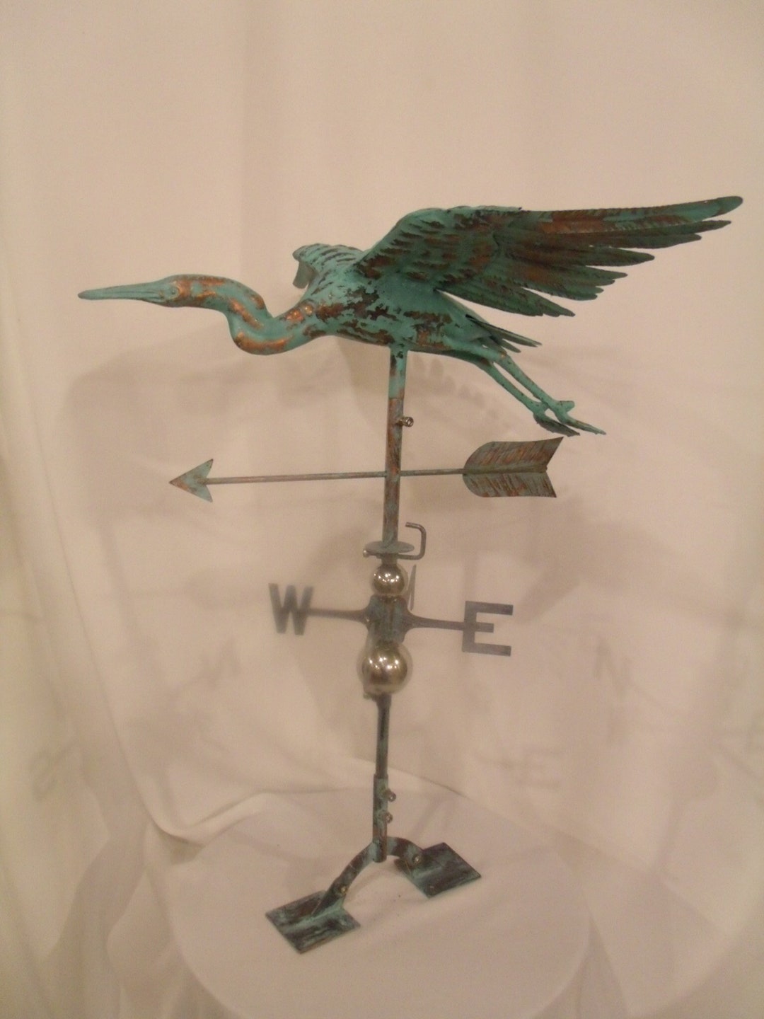 LARGE Handcrafted 3D 3-dimensional CRANE --- HERON Weathervane Copper ...