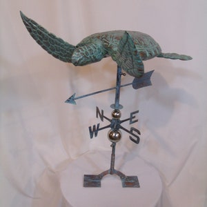 LARGE Handcrafted 3D 3-dimensional Sea Turtle Weathervane Copper Patina ...