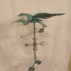 LARGE Handcrafted 3D 3-dimensional CRANE --- HERON Weathervane Copper ...